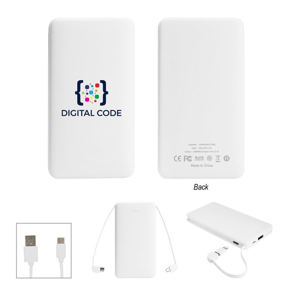 Promotional 10, 000 mAh Multi-Cable Power Bank