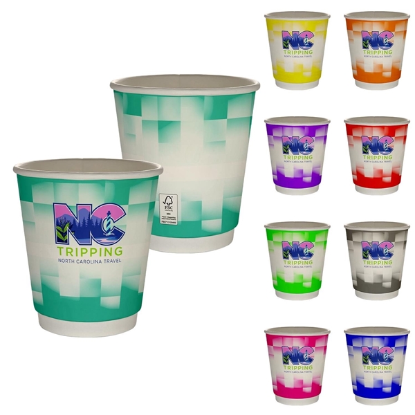 Promotional 10 oz Full Color Shaded Checkers Insulated Paper Cup