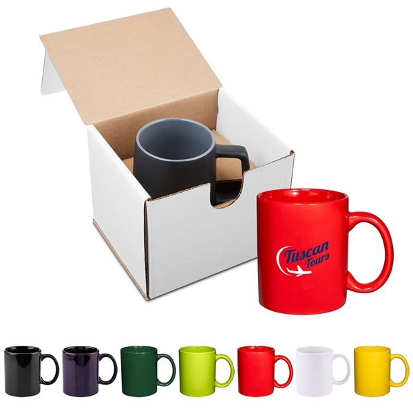 Promotional 11oz Basic C Handle Ceramic Mug In Mailer