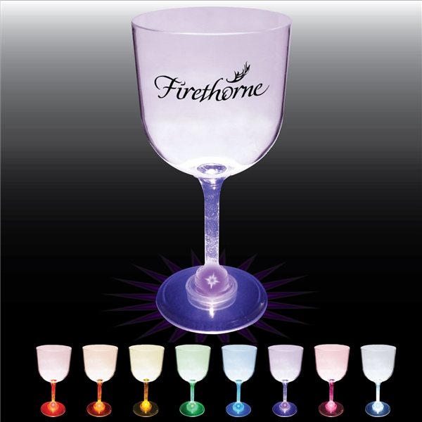 Promotional 14 oz Light Up Standard Stem Plastic Wine Goblet