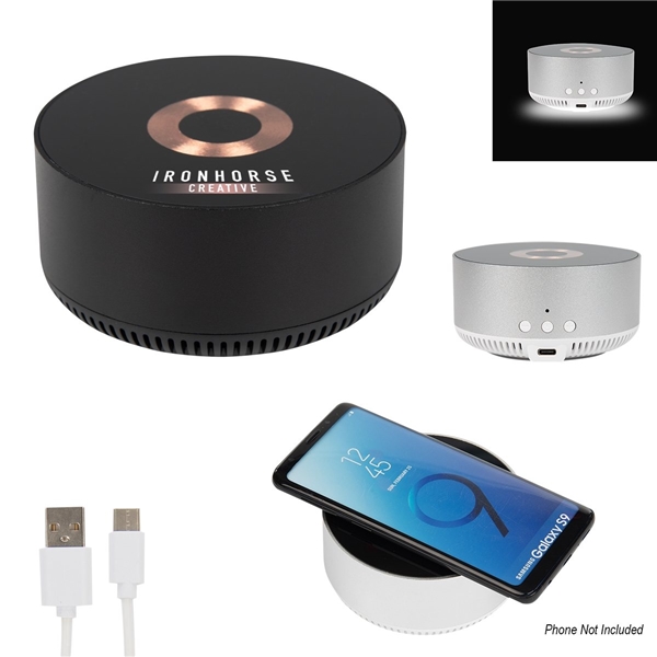 Promotional 15W Glass Top Wireless Charger & Speaker