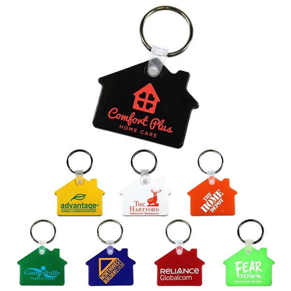 2-1/16" W x 1-5/8" H Plastic House Shaped Key Fob Standard