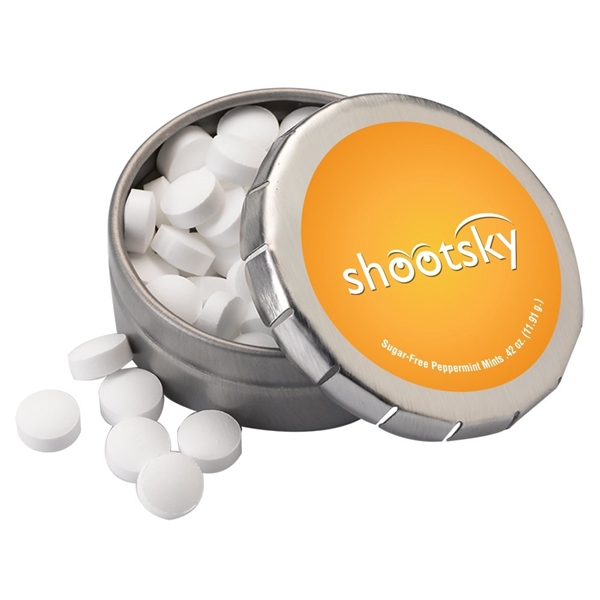 Promotional 1 3/4" Small Round Push Tin with Mints