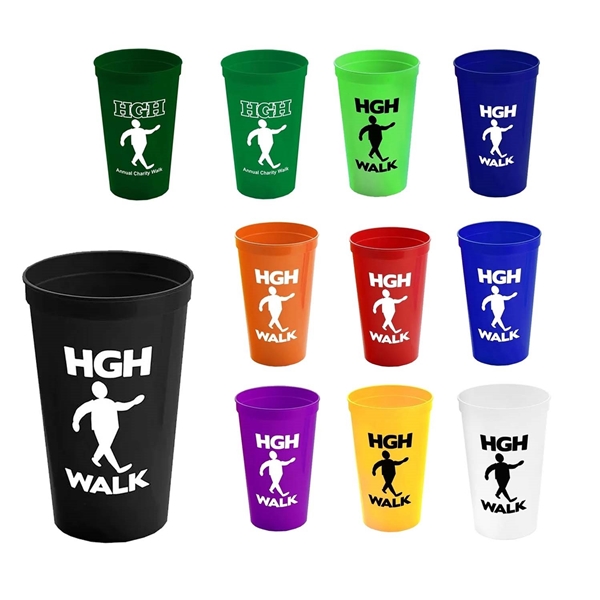 Promotional 22 oz Cups On The Go Plastic Stadium Cup