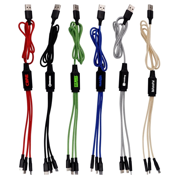 Promotional 3’ Metallic Logo Light Up Cable with Type C USB