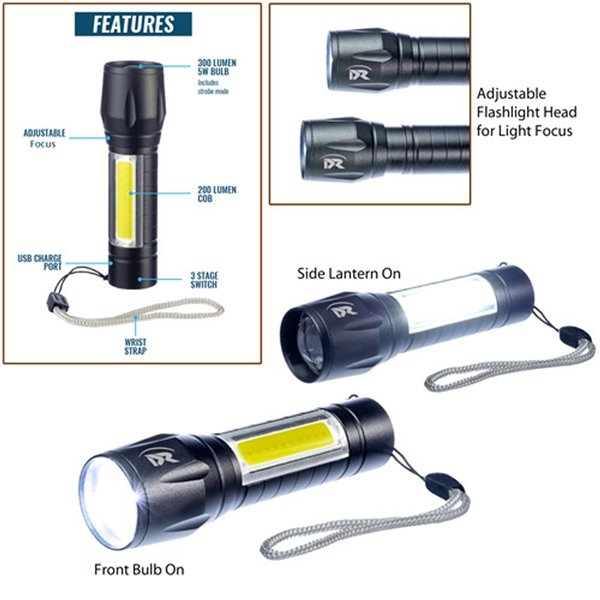 Promotional 3-Stage Rechargeable Flashlight & Lantern