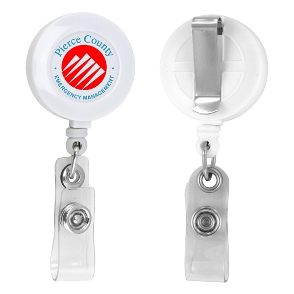 Custom 30" Cord Retractable Badge Reel & Holder w/ Slip Clip