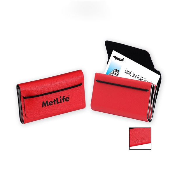 MoMA Red Ribbon Card Case w/ three slots for Business and Credit in PU
