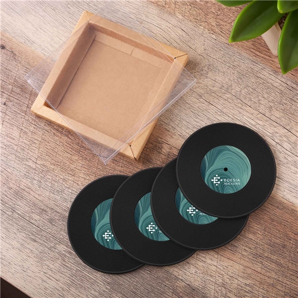Promotional 4 Piece Record Coaster Set In Box