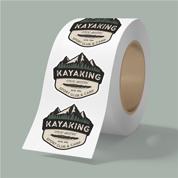 Promotional 5" x 4" BOPP stickers on roll - 3.5mil