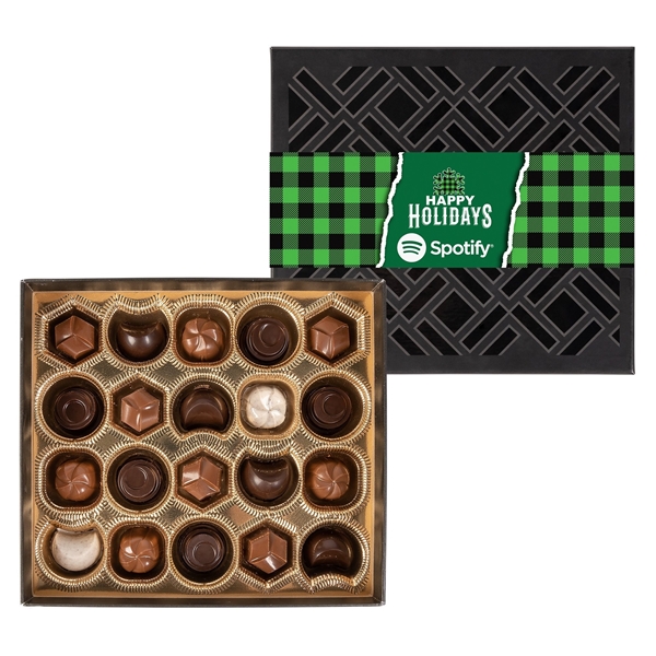 Promotional Gourmet Chocolate Truffles Gift Box W/ Full Color Band - 20 Pc