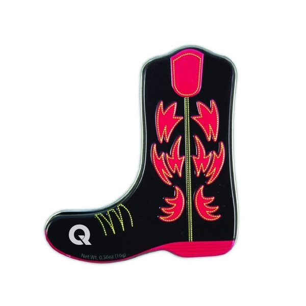 Promotional Black & Red Cowboy Boot-Shaped Mint Tin