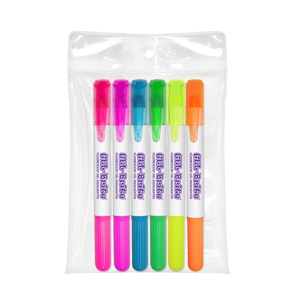 Promotional Gel-Brite™ Gel Highlighters 6 Pack in Plastic Pouch
