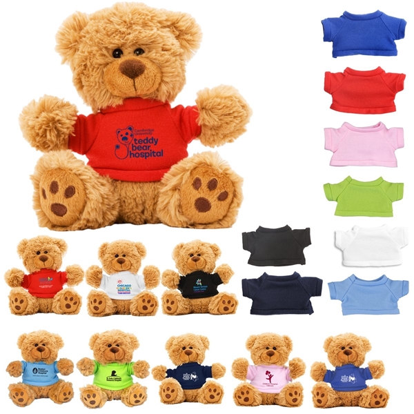 Custom 6" Plush Teddy Bear w/ Choice of T-shirt Color