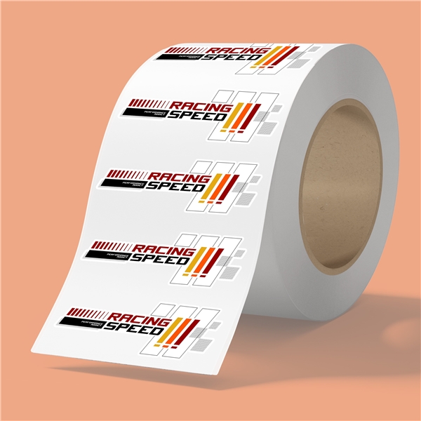 Promotional 6" x 2" BOPP stickers on roll - 3.5mil