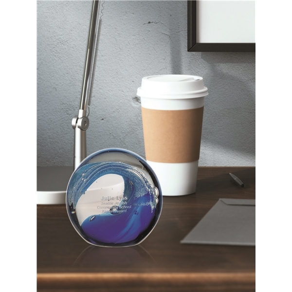 Jaffa Round Glass Wave Award - Promotional Custom Award