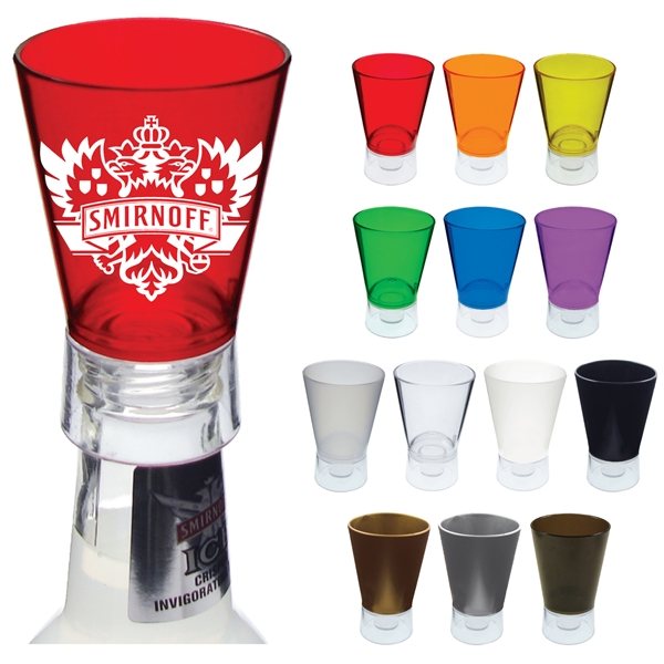 Promotional 1.5 oz Plastic Bottle Top Sidecar Shot Glass