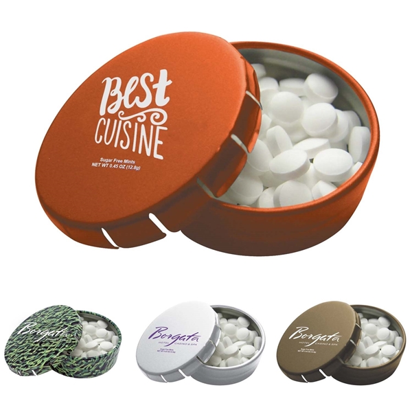 Round Metal Tin w/ Sugar Free Mints - Promotional Candy