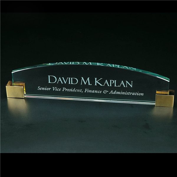 Promotional Clearaward Jade Crystal Monogram Award - 12x3x0.5 in