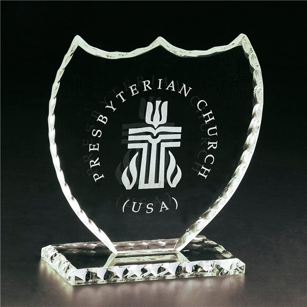 Promotional Clearaward Jade Crystal Shield 7x7x0.5in