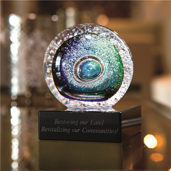 Promotional Galaxy 24% Lead Crystal Award - 3x3x3 in