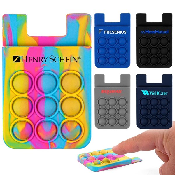 Promotional Popper Stress Reliever Silicone Phone Wallet