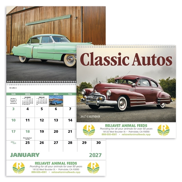 Promotional Classic Autos - Spiral Calendar