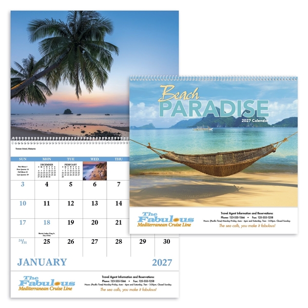 Promotional Beach Paradise Calendars - Spiral
