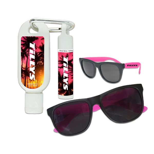 Promotional Sunblock with lip balm and sunglass