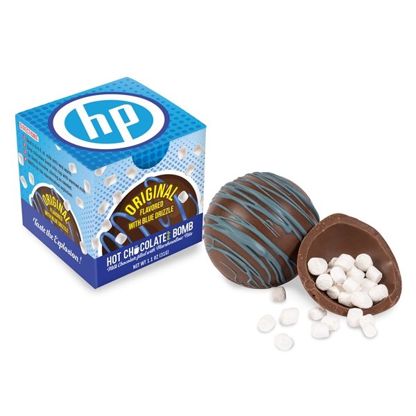 Promotional Blue Drizzle Hot Chocolate Bomb In Full Color Gift Box