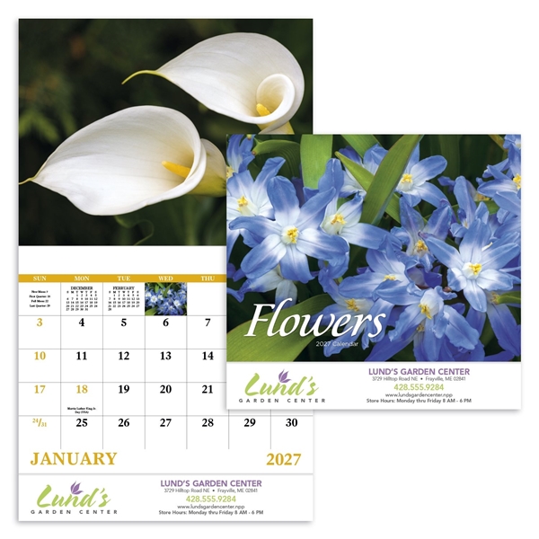Promotional Good Value™ Flowers - Stapled Calendar
