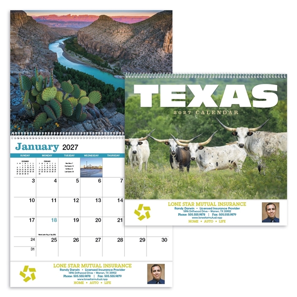 Promotional HotLine® Products Texas Appointment Calendar - Spiral