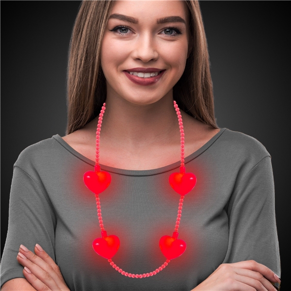 Promotional Jumbo Hearts Light Up Bead Necklace Pink