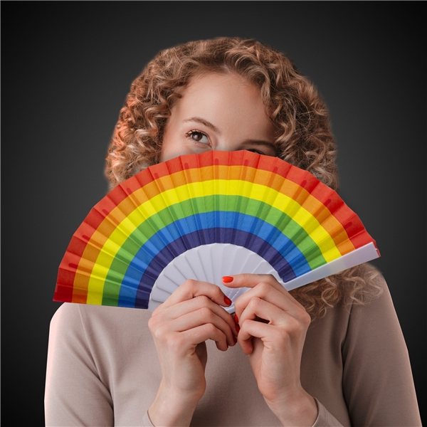 Promotional 9" Rainbow Folding Fans