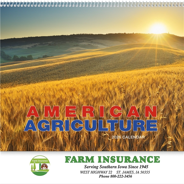 Promotional American Agriculture Wall Calendar: 2025 Spiral Bound
