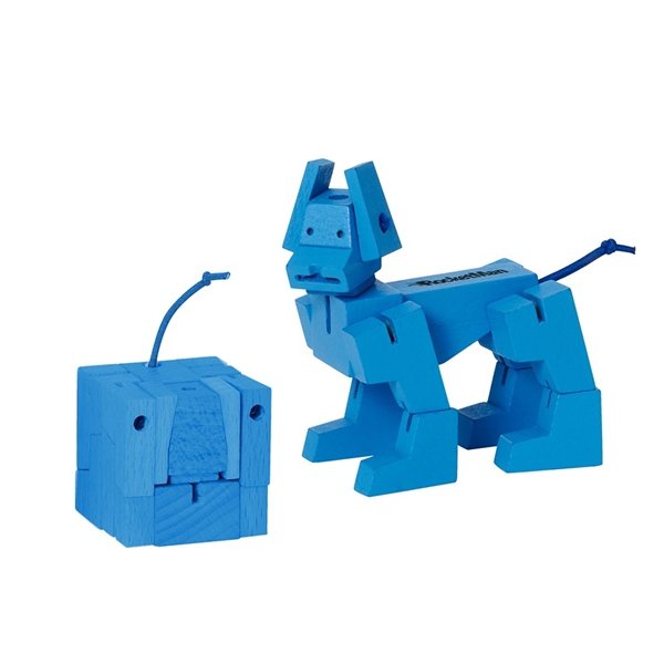 Areaware Milo Blue Dog Puzzle Micro Toy Robot, Dozens of Poses in Wood ...