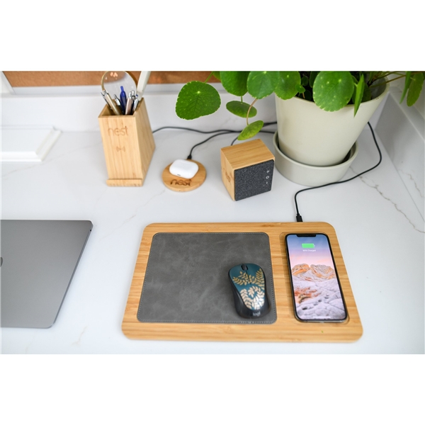 Promotional Auden Bamboo Wireless Charging Mouse Pad
