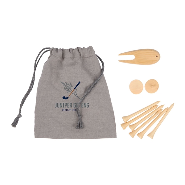 Promotional Bamboo Golf Tee Set with Recycled Pouch