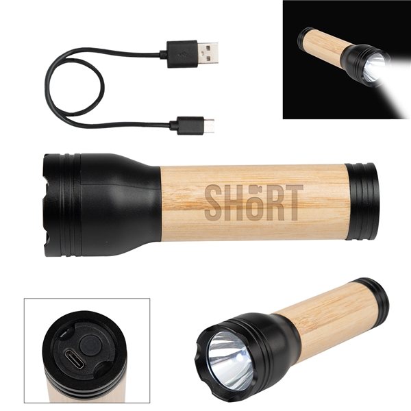 Promotional Bamboo Rechargeable Led Flashlight