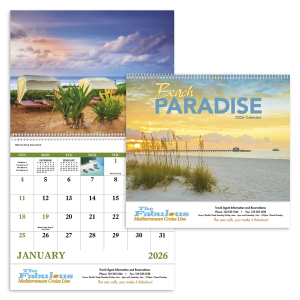 Promotional Beach Paradise Calendars - Spiral