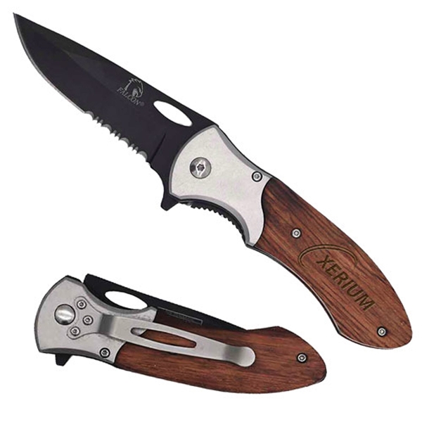 Promotional Black Blade Rosewood Color Handle Pocket Knife