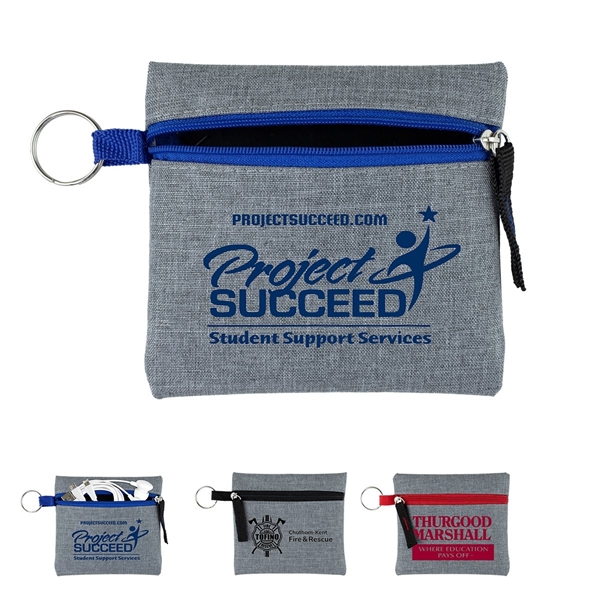 Promotional "CAPRI" Heathered Gray Zipper Pouch