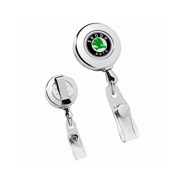 Promotional Circle Chrome Retractable Badge Holder