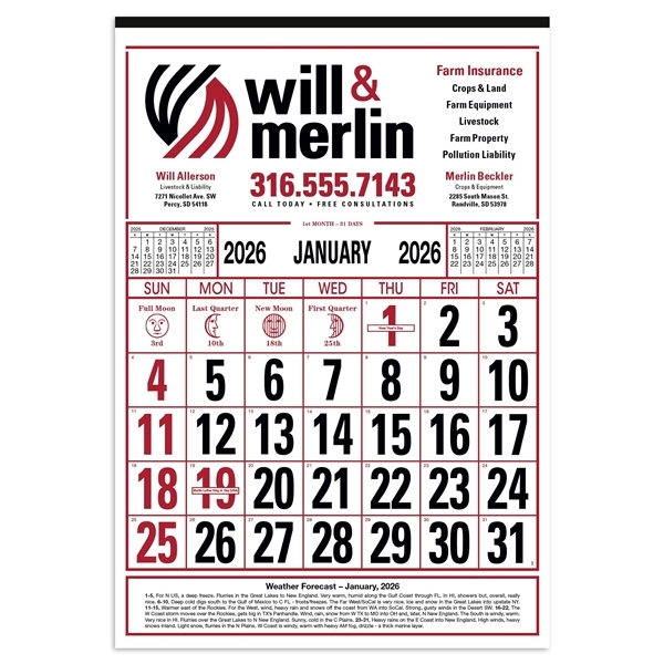 Promotional Commercial 12-Sheet Calendar