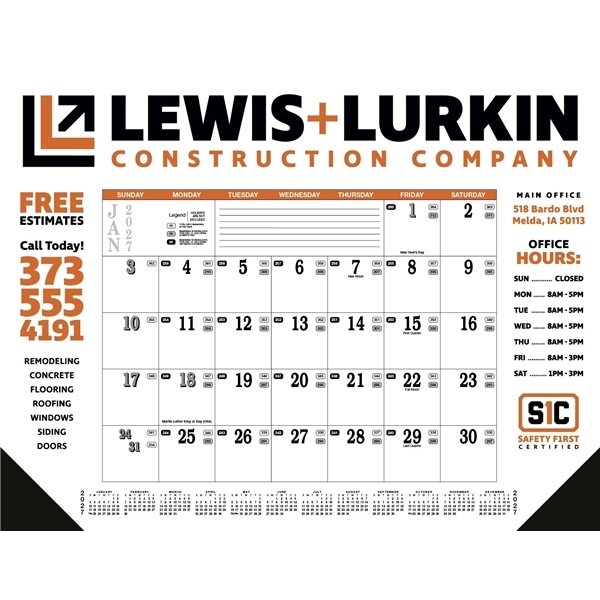 Promotional Contractor's Desk Pad Calendar