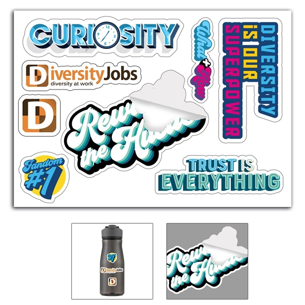 Promotional "Cut ™" One-Sheet Full Color Shape Removable Vinyl Sticker ...