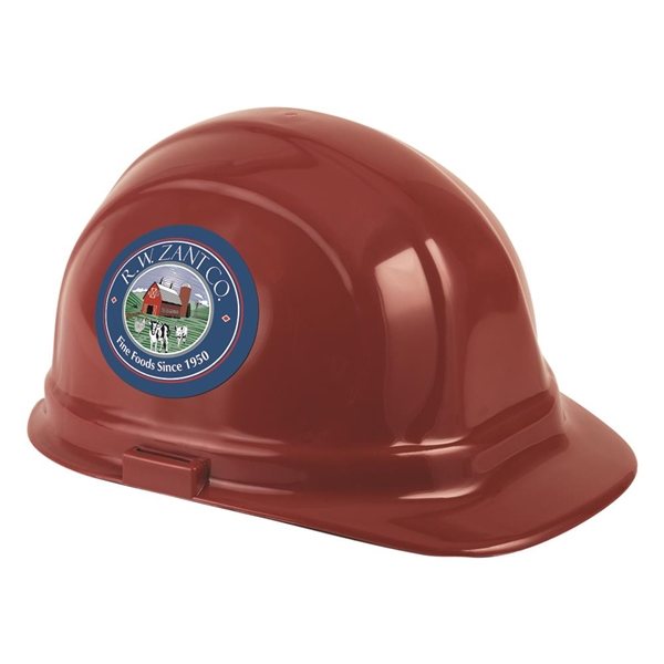 Promotional Decal Imprinted Hard Hat - Hard hat- 2 sides & back