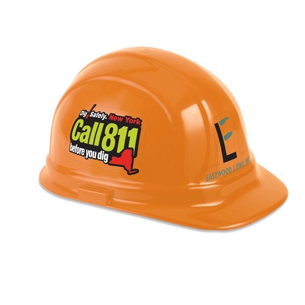 Promotional Decal Imprinted Hard Hat - Hard hat- 2 sides & front