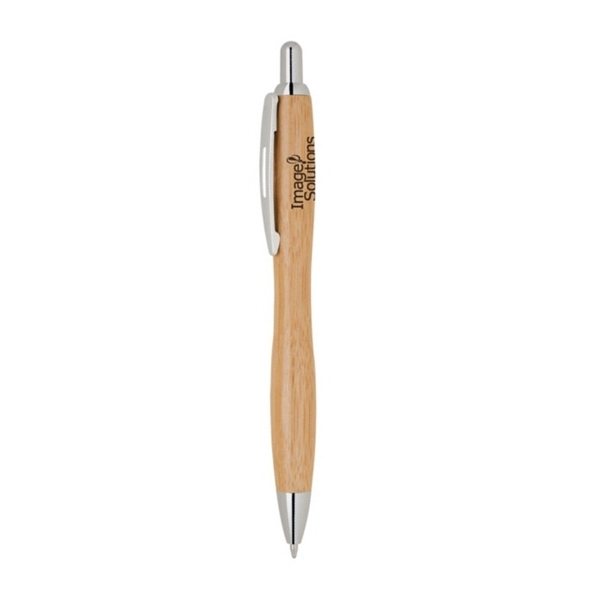 Eco-Friendly Curved Shape Bamboo Ballpoint Pen, Click Action