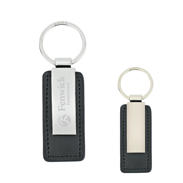 Promotional Leather KeyChain with Silver Accent